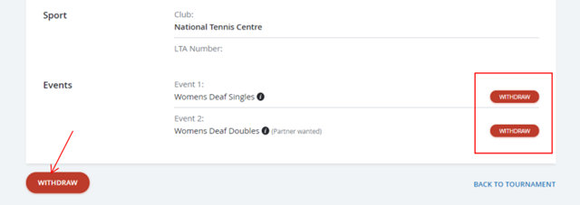 How do I withdraw from a Competition?